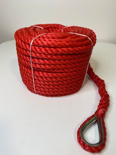 MarineNow Twisted RED 3 Strand Nylon Anchor Rope Line Rode with Thimble ...