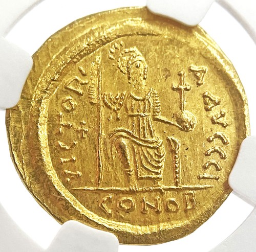 565-578 AD GOLD BYZANTINE EMPIRE JUSTIN II AV SOLIDUS COIN NGC MINT ...