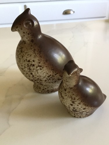 Howard Pierce Porcelain Pottery Quail Bird Set of 2 MCM Figure Figurine ...