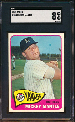 1965 TOPPS #350 MICKEY MANTLE YANKEES HOF SGC 8 NM-MINT DEAD CENTERED ...