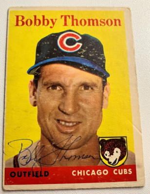 1958 Topps Bobby Thomson #430 SIGNED CARD MLB Cubs JSA CERTIFIED ...