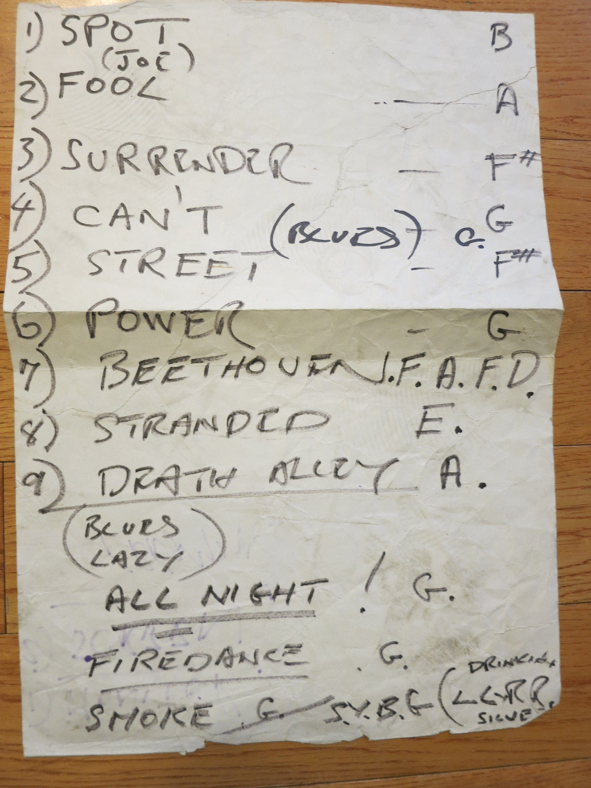 Ritchie Blackmore handwritten setlist + Coa! Deep Purple Rainbow not ...