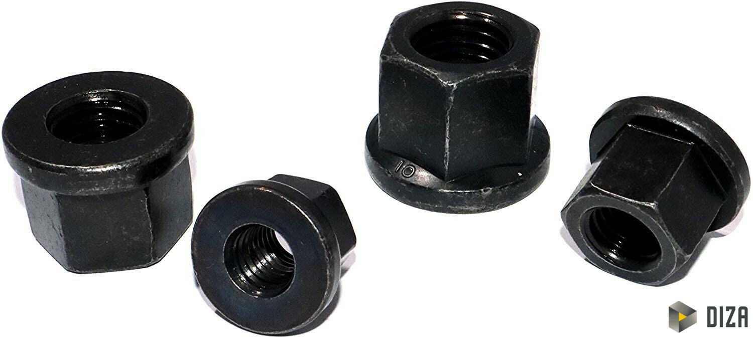 Sechskantmuttern DIN 6331 Stahl schwarz Festigkeit 10 hohe Form mit ...