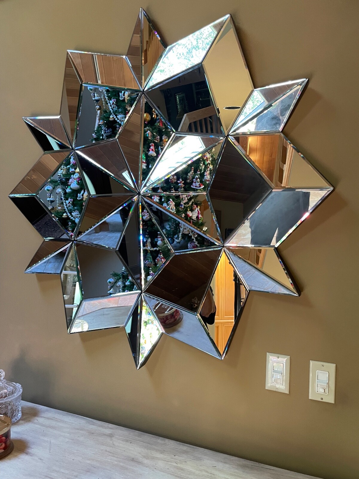 Venetian Three-Dimensional Star Shaped Wall Mirror with Clear Angled ...