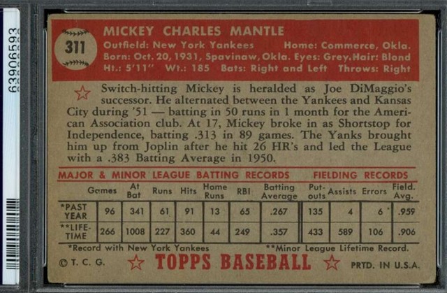 1983 Topps 1952 Reprint Series - #311 Mickey Mantle for sale online | eBay
