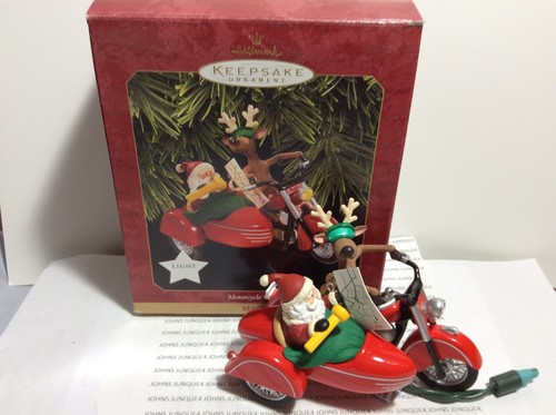 HALLMARK MOTORCYCLE CHUMS ORNAMENT 1997 New in box LIGHTS SANTA ...
