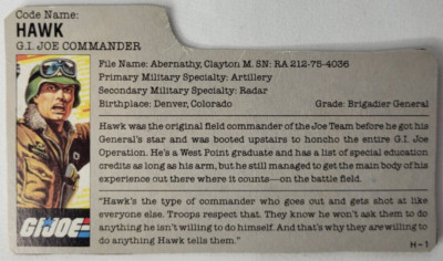 1986 Hasbro GI Joe Replacement Filecard-Hawk (v2) | eBay