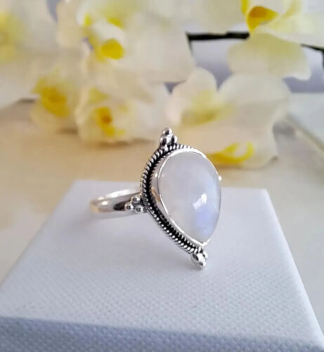 Fine Rainbow Moonstone Gemstone 925 Sterling Silver Handmade Ring All ...