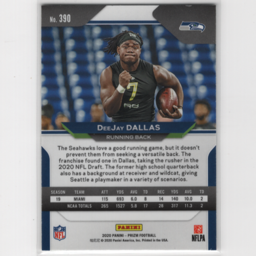 DeeJay Dallas 2020 Panini Prizm Base Set Rookie Card RC #390 Seattle ...