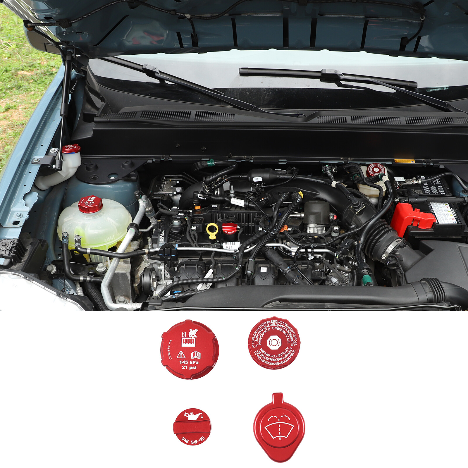 Red Alloy Engine Bay Engine Oil Cover Cap Fit For Ford Maverick 2022 ...