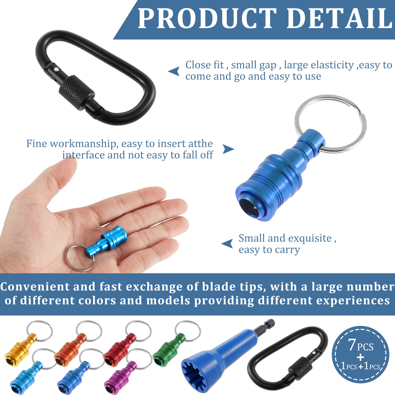 7Pcs 1/4 Inch Hex Shank Screwdriver Bit Holder Bit Holder Keychain with ...