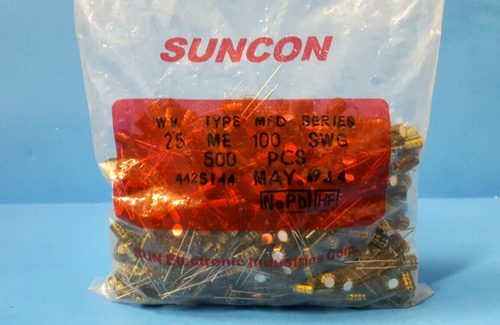 500PCS- CAPACITOR ELECTROLYTIC, 100UF, 100MF, 25V, 6.3X7MM SUNCON ...