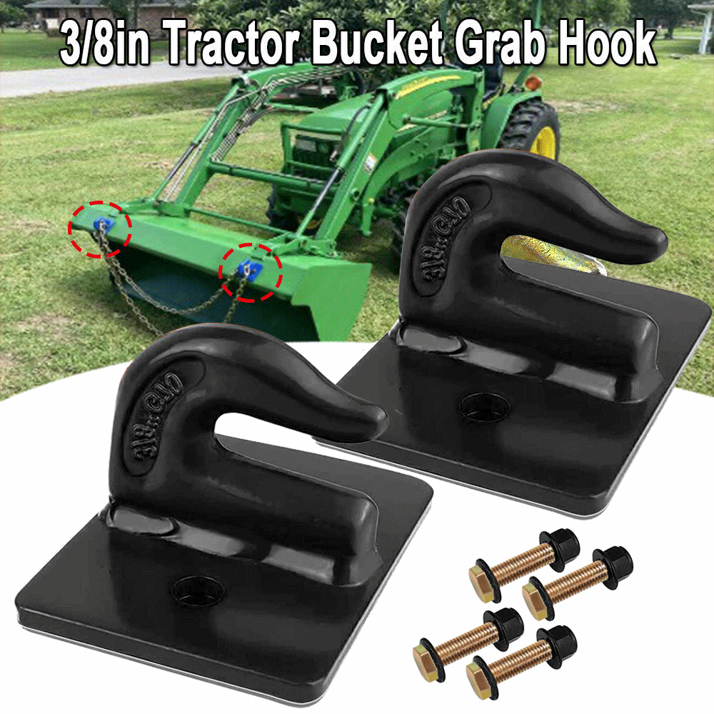 2X 3/8" Bolt On Grab Chain Hooks For Skid Steer Loader Tractor Bucket ...