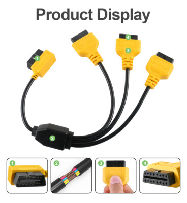 AUTOOL OBD2 16PIN 1 to 3 Splitter 16Pin Extension Cable Diagnostic ...