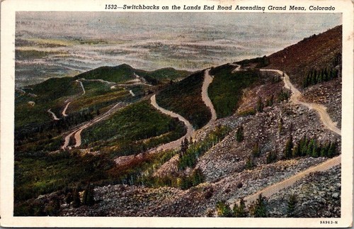 Switchbacks on LANDS END ROAD Grand Mesa, Colorado CO c1942 Postcard | eBay