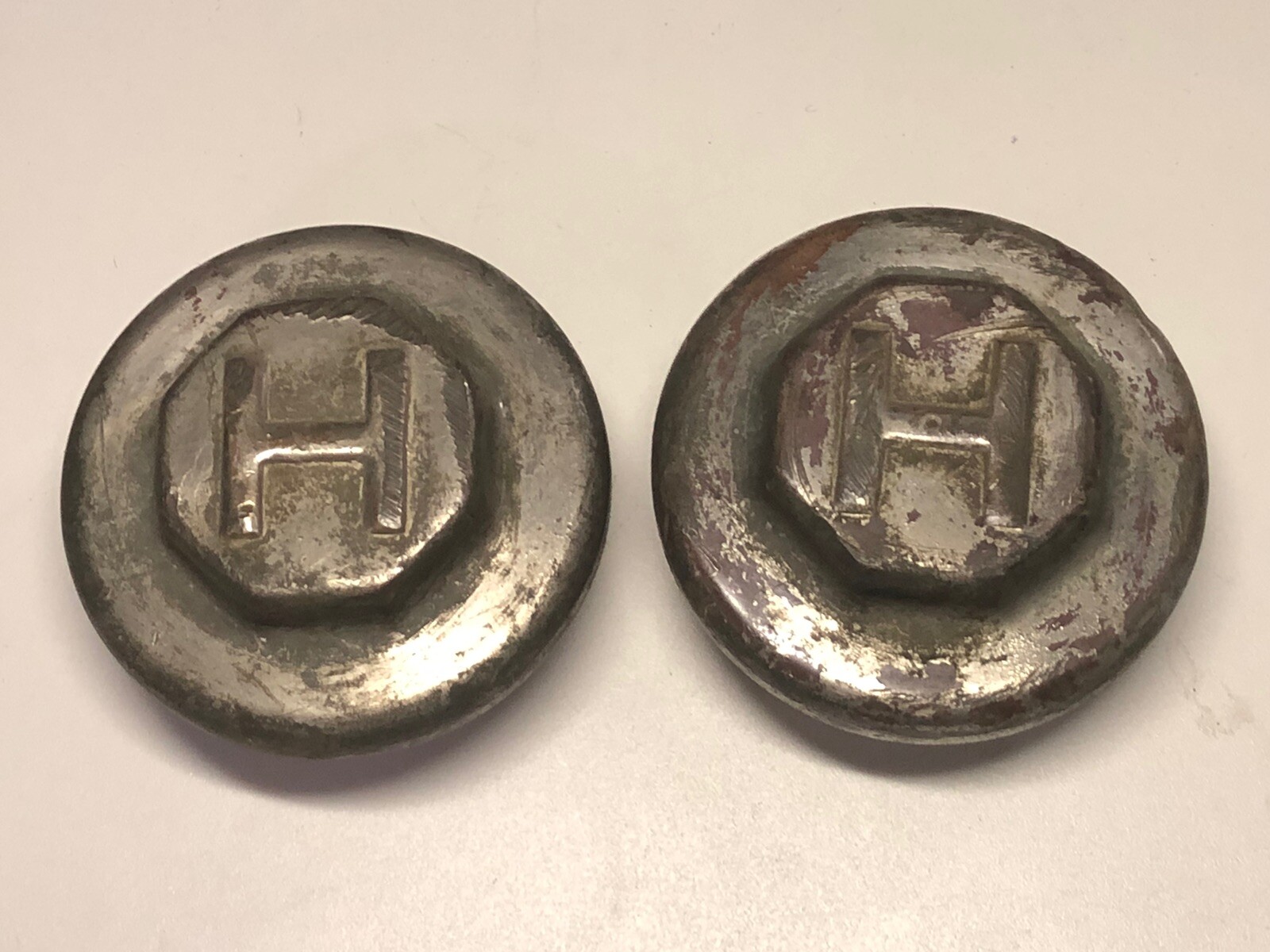 Pair Of VINTAGE Plated Brass H Hupmobile Grease Hubcap ~ Hub Cap ...