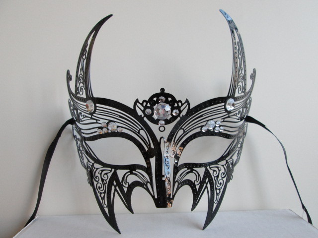 LASER CUT METAL DEVIL DEMON MENS VENETIAN MASQUERADE MARDI GRAS COSTUME ...