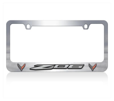 C8 Corvette Z06 Chrome License Plate Frame - Color Logo | eBay