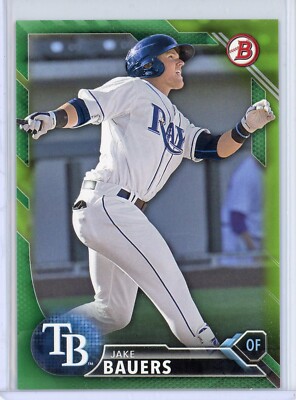 2016 Bowman Baseball BP131 Jake Bauers Green Parallel 62/99 Tampa Bay ...