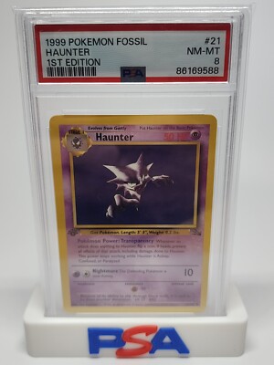1999 Pokemon Fossil 1st First Edition Haunter 21/62 Non Holo PSA 8 NM ...