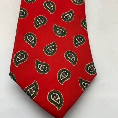 Mario Valentino Vintage 100% Italian Silk Tie Red Paisley | eBay