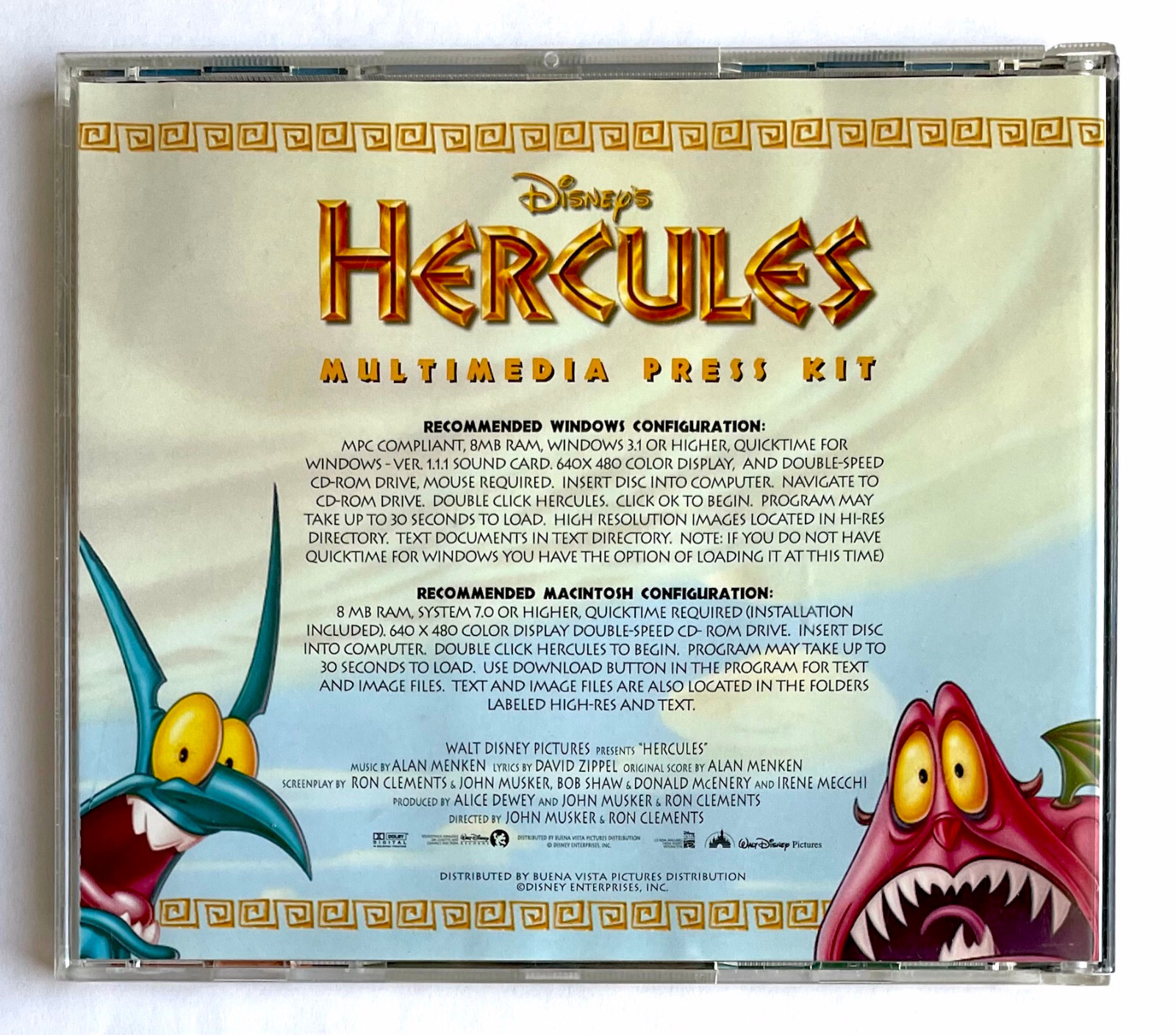 Disney's HERCULES Multimedia CD-ROM Press Kit, Clips Bios Photos 1997 ...