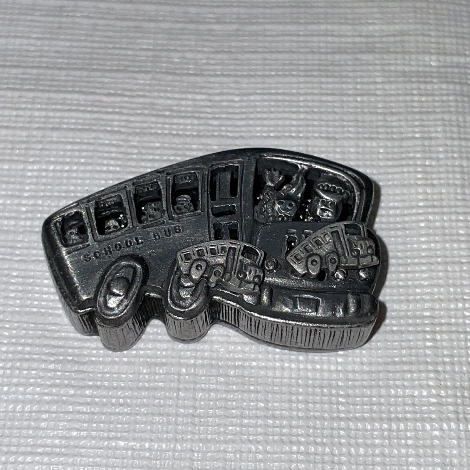 Pewter Schoolbus Brooch Pin Box With Matching Earring… - Gem