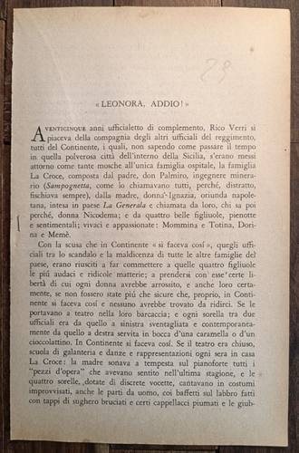 Leonora, Addio-Novella Treats From A Libro Del 1940 Of L.PIRANDELLO ...