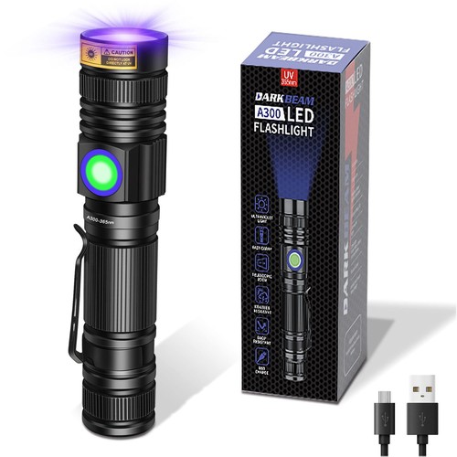 UV 365nm Flashlight Blacklight Rechargeable USB, Wood's lamp Handheld ...