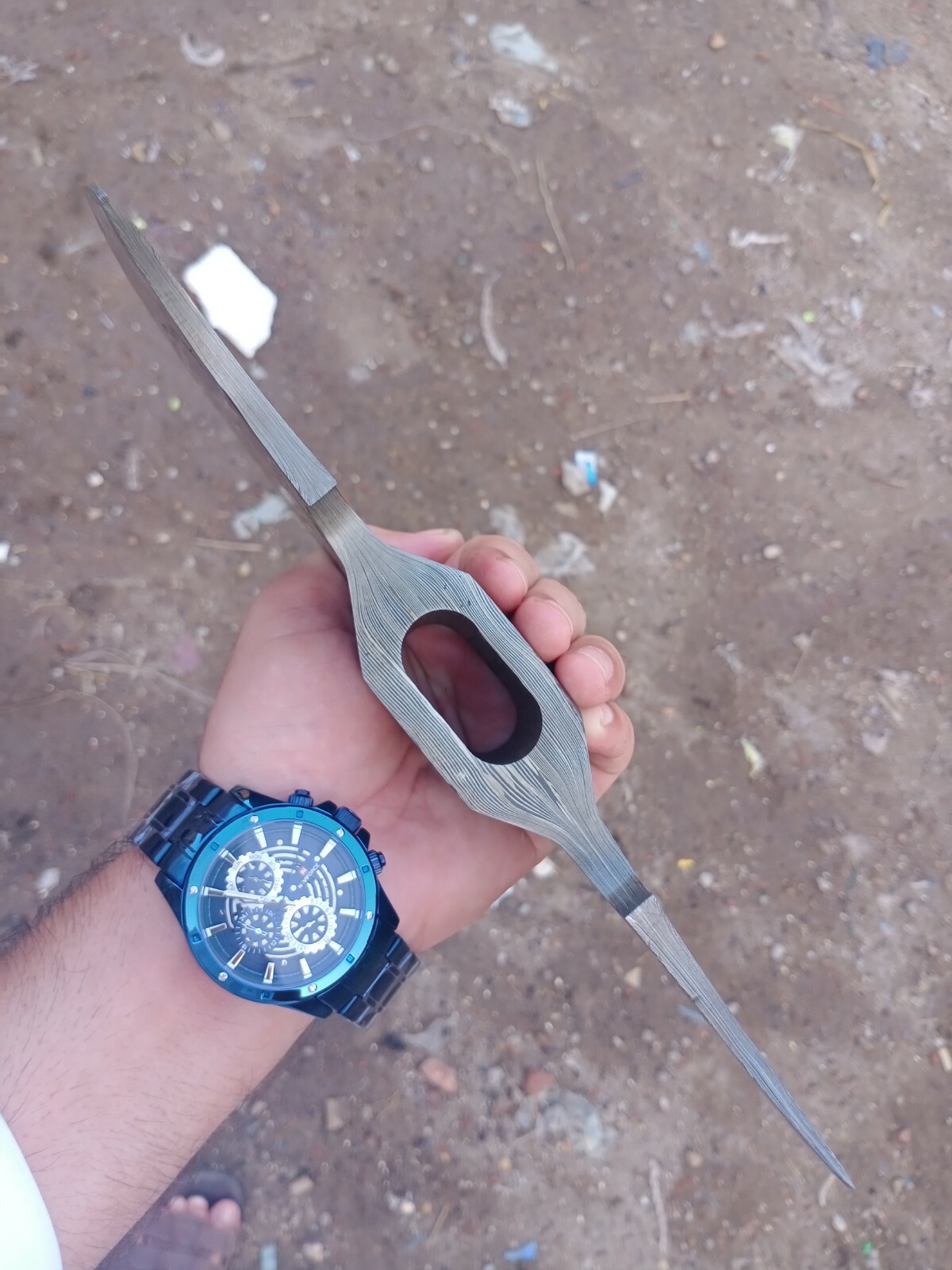 UNIQUE DAMASCUS STEEL DOUBLE EDGE HATCHET AXE HEAD CUSTOM HAND FORGE ...