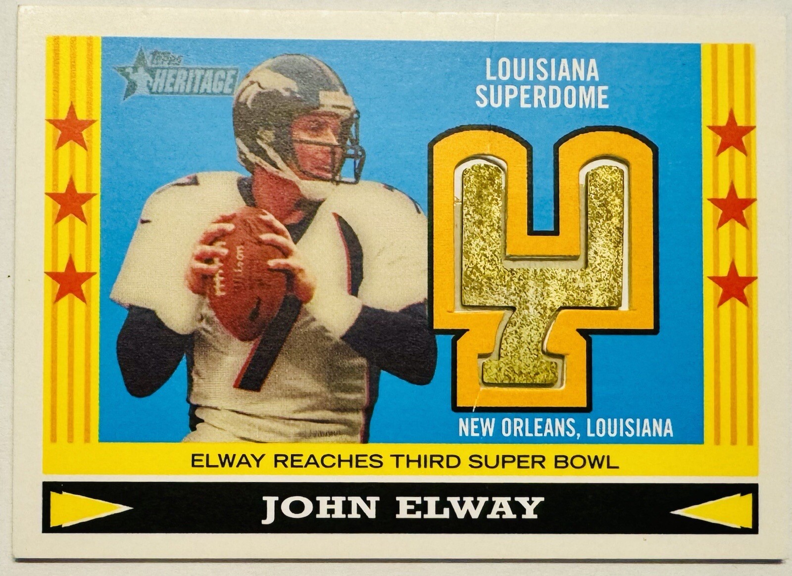 John Elway 2005 Topps Heritage Louisiana Superdome Relic Denver Broncos ...