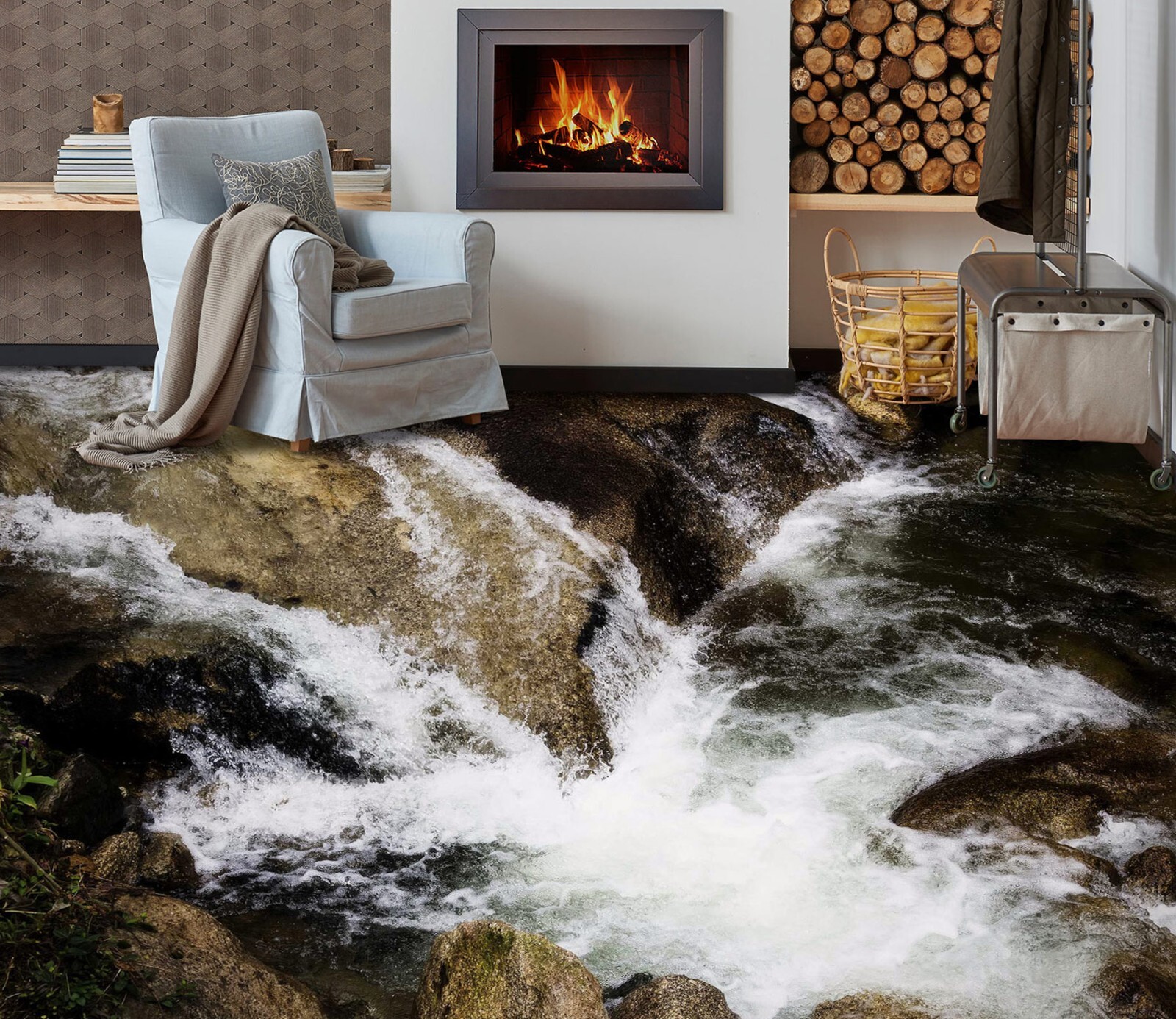 3D Stone River Water N7444 Floor WallPaper Murals Floor Print Decal ...