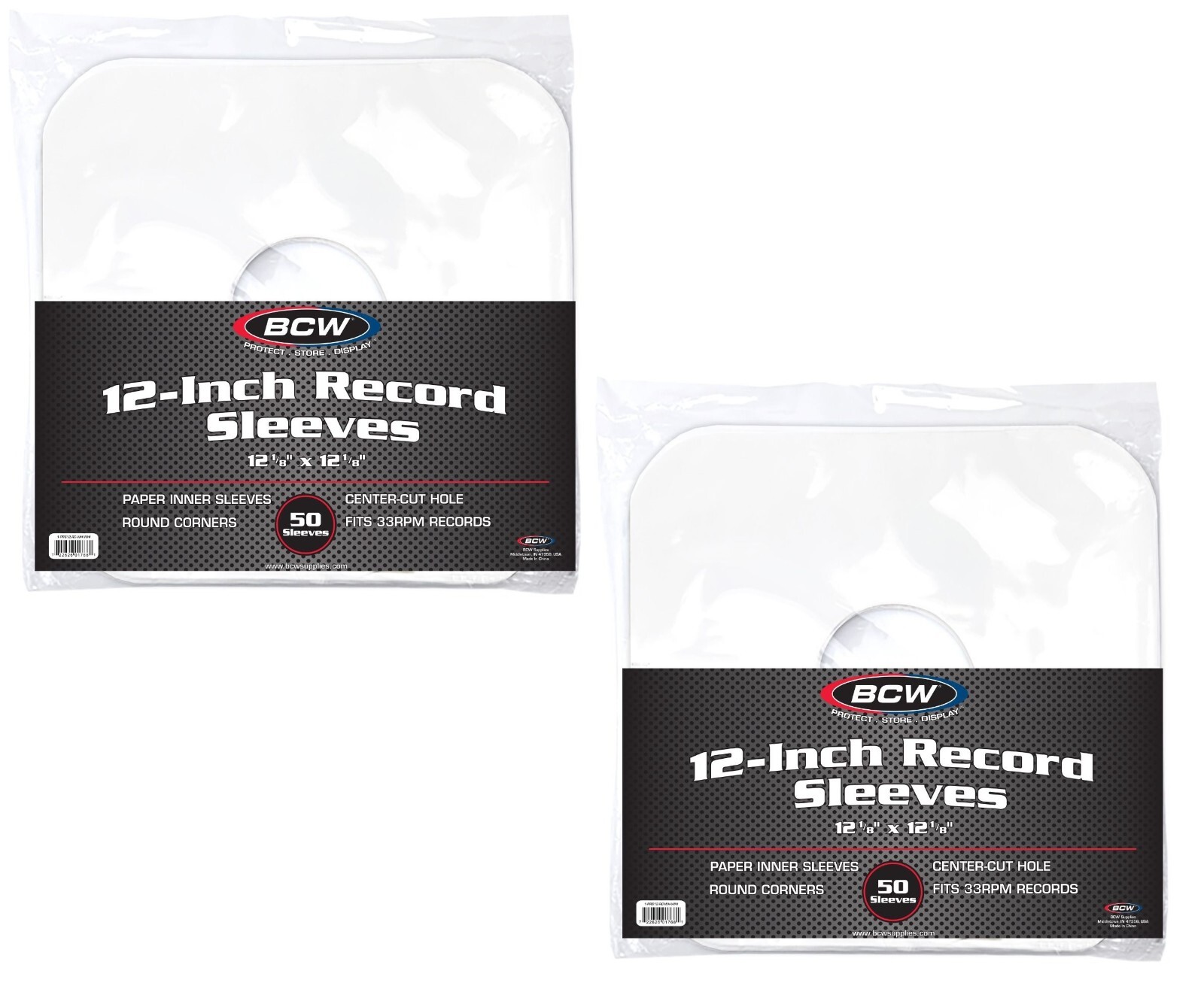 (100) BCW 12" Paper Record Album Inner Sleeves 33 1/3 RPM (2 Packs of ...