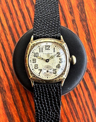 1917 Waltham 15J Tank Grade 365 Nice Patina Brass Case New Band Runs ...