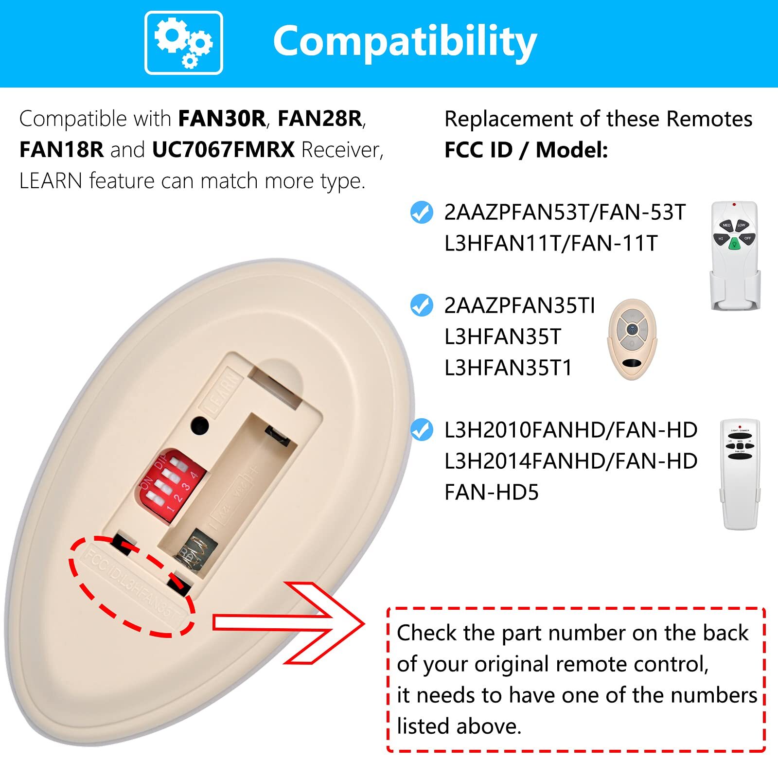 35T1 Replacement for Harbor Breeze Allen Roth Ceiling Fan Remote ...