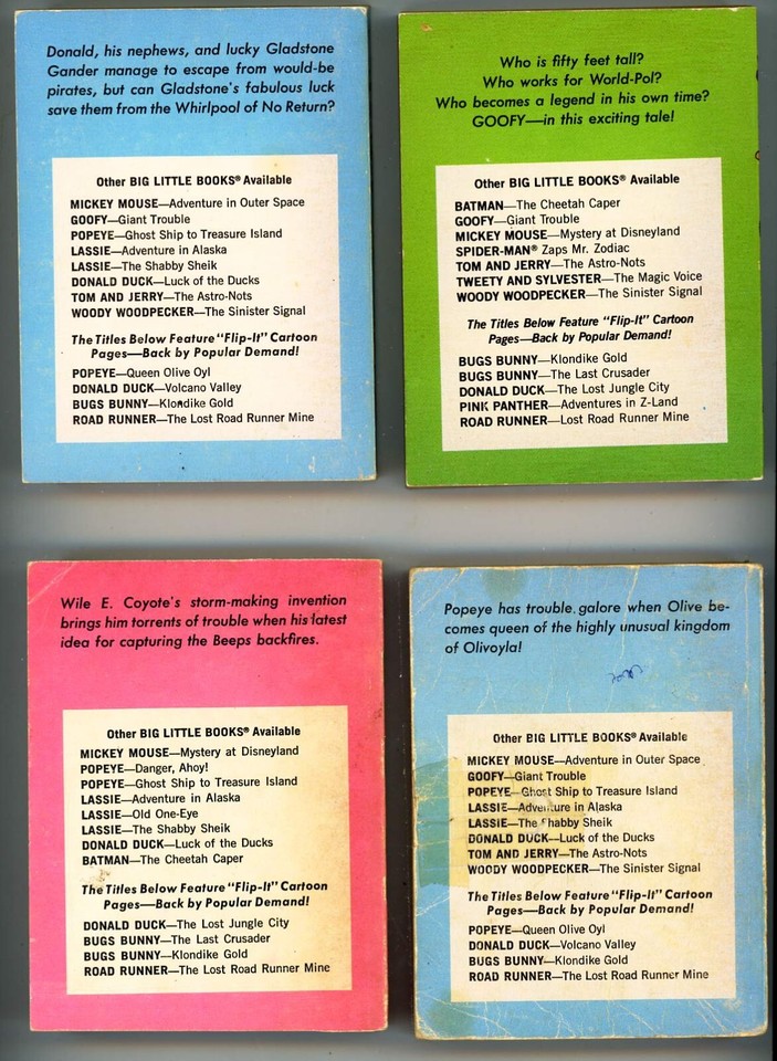 4 Big Little Book Classics Donald Duck Goofy Road Runner & Popeye ...