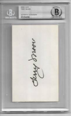 Terry Moore Autograph Index Card Beckett Authenticated St. Louis ...