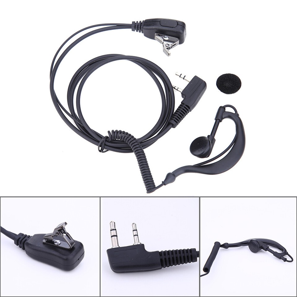 2 PIN Earpiece Headset PTT MIC Walkie Talkie Earbud for Baofeng UV5R ...