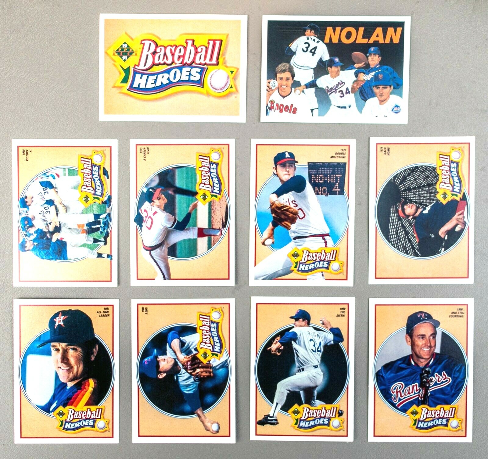 1991 Upper Deck Nolan Ryan Baseball Heroes (10) Insert Card Set, HOF | eBay