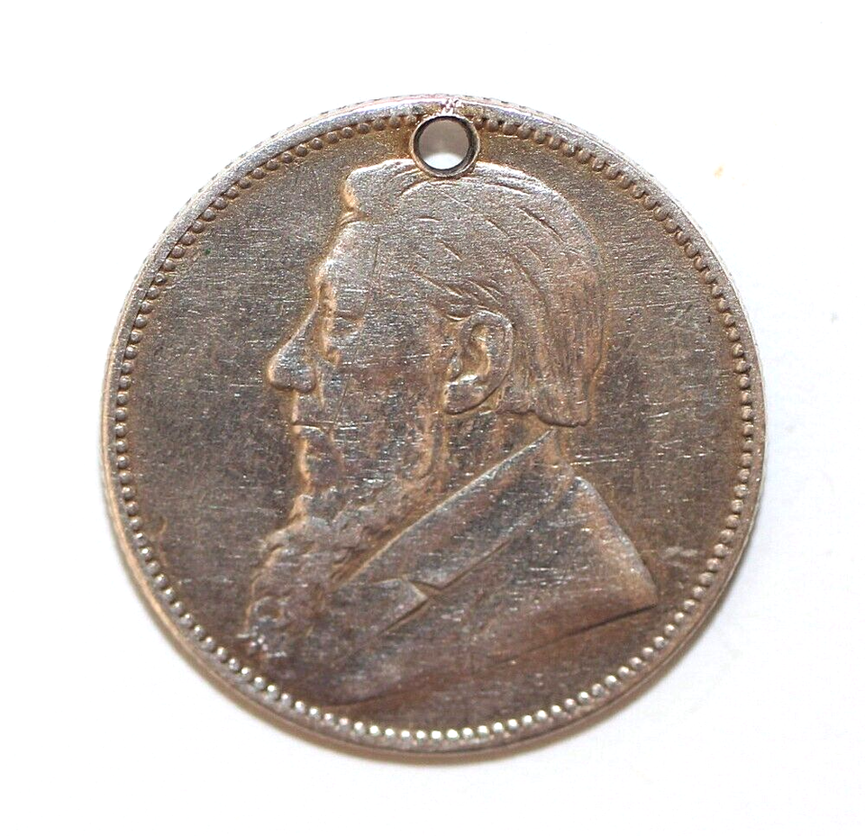 1894 South African One Shilling Coin W/ Punch Hole, Sterling Silver ...