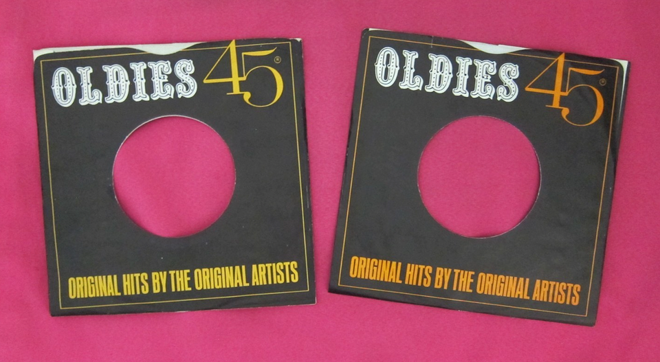 OLDIES 45 (VJ reissue label) - lot of 2 vintage 45 rpm company sleeves ...