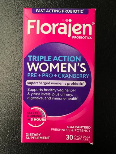 Florajen Women's Triple Action Probiotic Pre Pro Cranberry Supplement ...