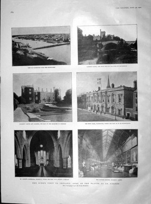Original Old Antique Print 1904 King Ireland Kilkenny Castle Waterford ...