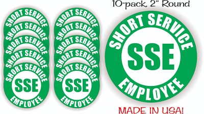 10 pack SSE - SHORT SERVICE EMPLOYEE Vinyl Hard Hat Helmet Stickers ...