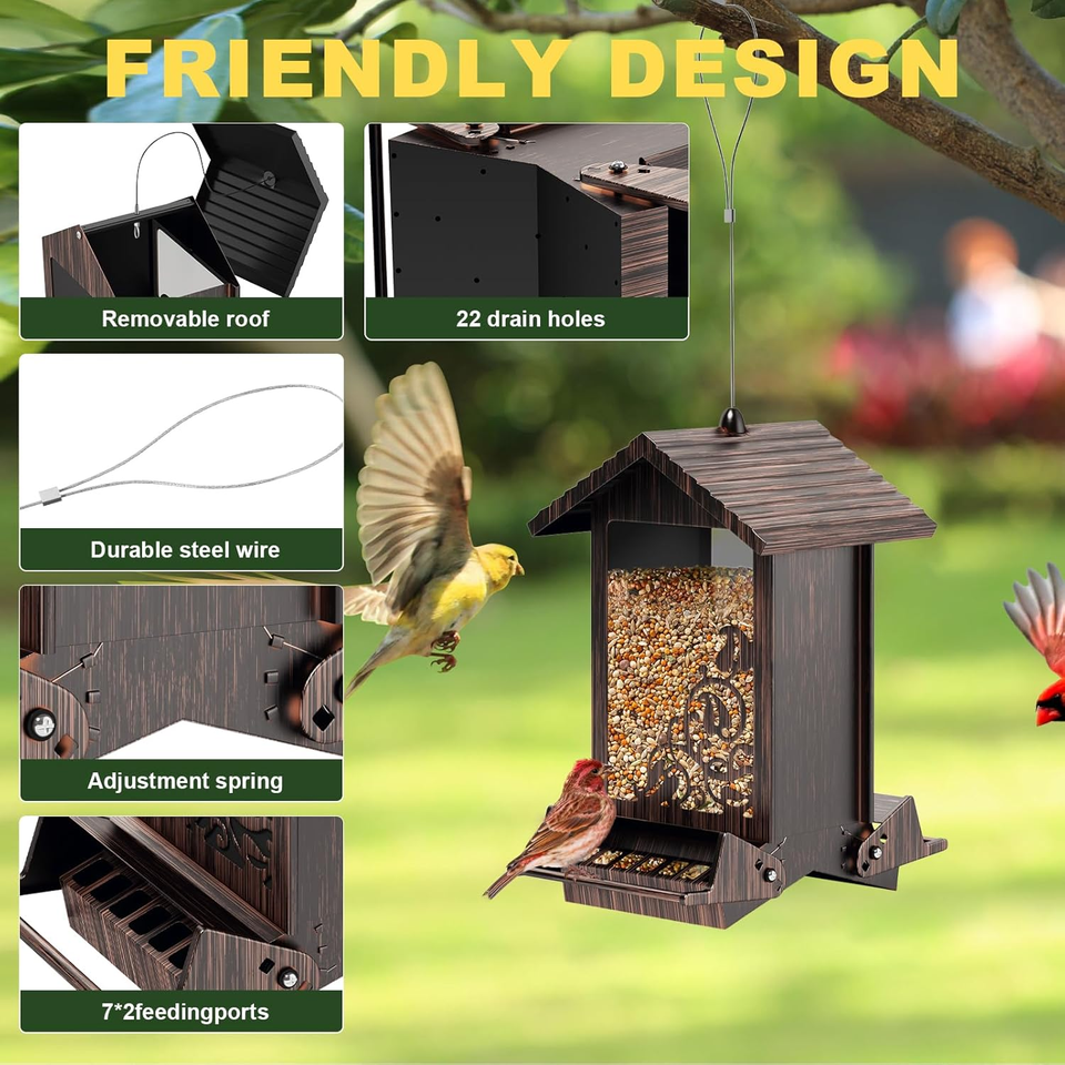 Squirrel Proof Bird Feeder for Outdoor Hanging,Metal Bird Seed Feeder ...