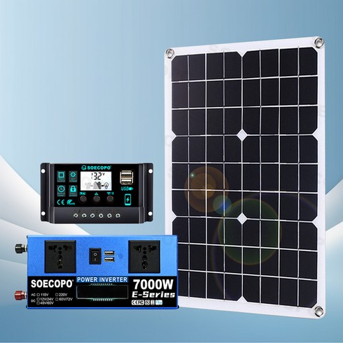 7000W Complete Solar Panel Kits Solar Power Generator 100A Home 110V ...