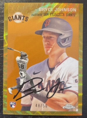 2023 Topps Chrome Platinum Bryce Johnson Rookie Gold Refractor SP 48/50 Giants | eBay