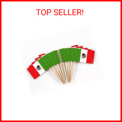 JAVD CYPS 100 Pcs Mexico Flag Mexican Toothpick Flags, Small Mini Stick ...