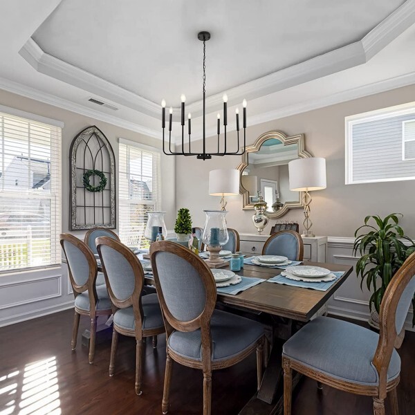 KMaiPem Modern Farmhouse Chandelier, 8 Lights Candle Dining Room Light ...