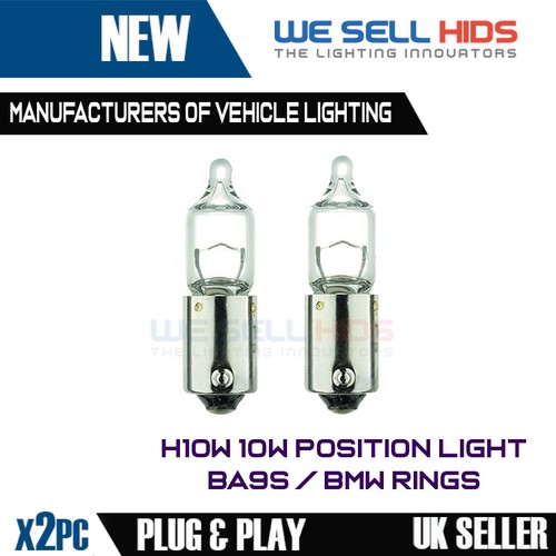 2x H10W 10W BA9S BMW Angel Eyes Parking Light Halo Rings Clear Halogen ...